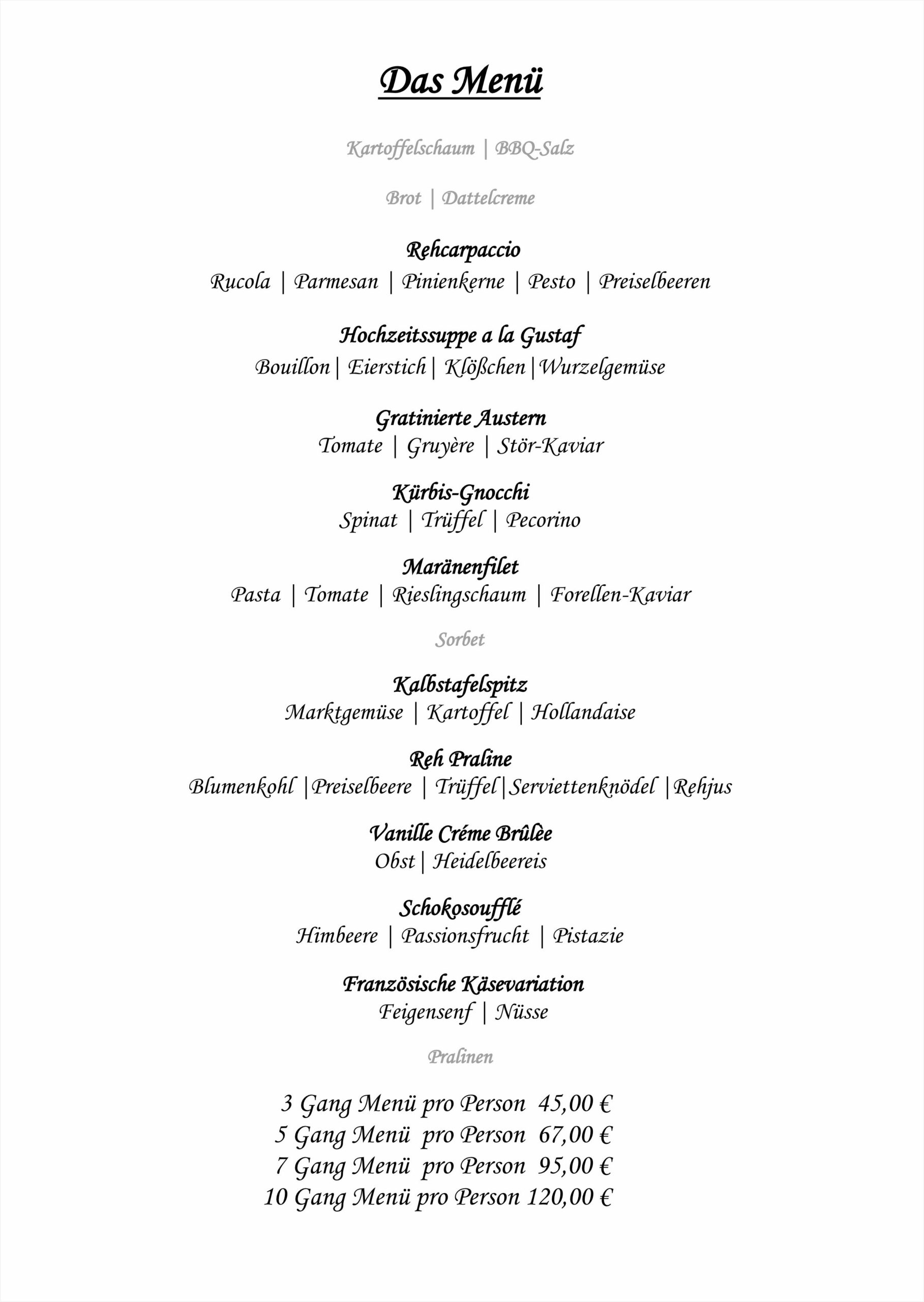 Speisekarte – Haus am See